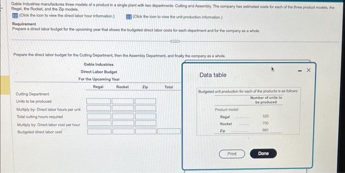 Solved Gable industrios manufactures three models of a | Chegg.com