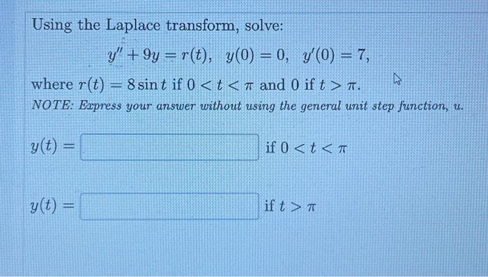 Solved Using the Laplace transform, solve: | Chegg.com
