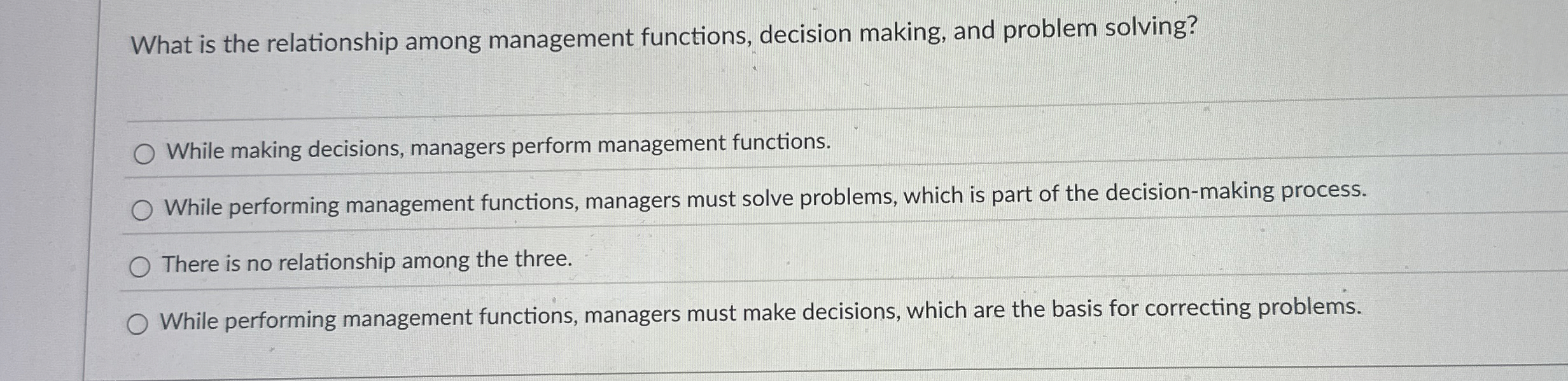Solved What is the relationship among management functions, | Chegg.com