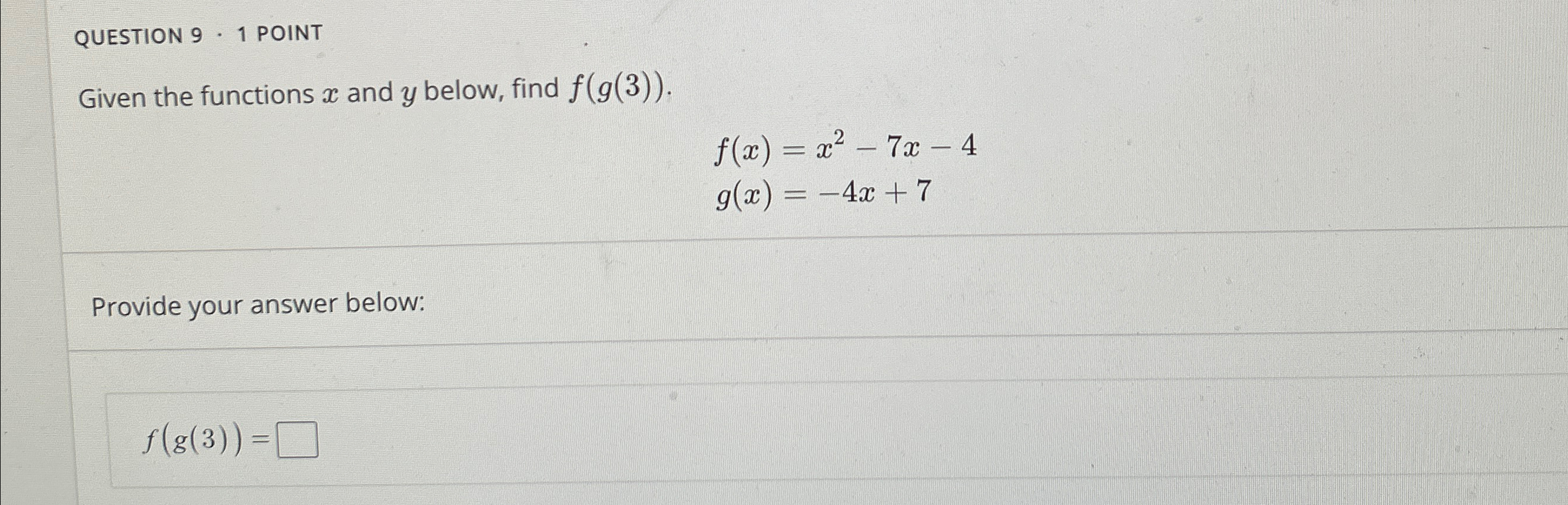 Solved QUESTION 9 - 1 ﻿POINTGiven the functions x ﻿and y | Chegg.com