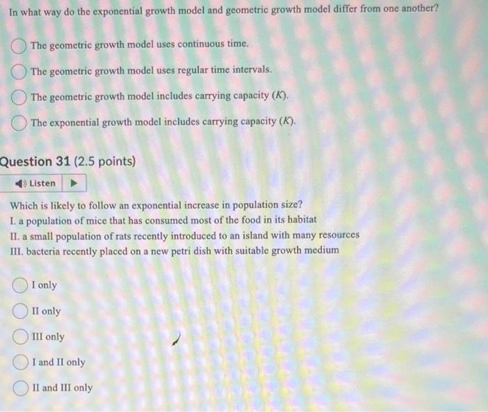 Solved In what way do the exponential growth model and | Chegg.com