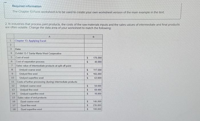 Solved Required information The Chapter 13 Form worksheet is | Chegg.com