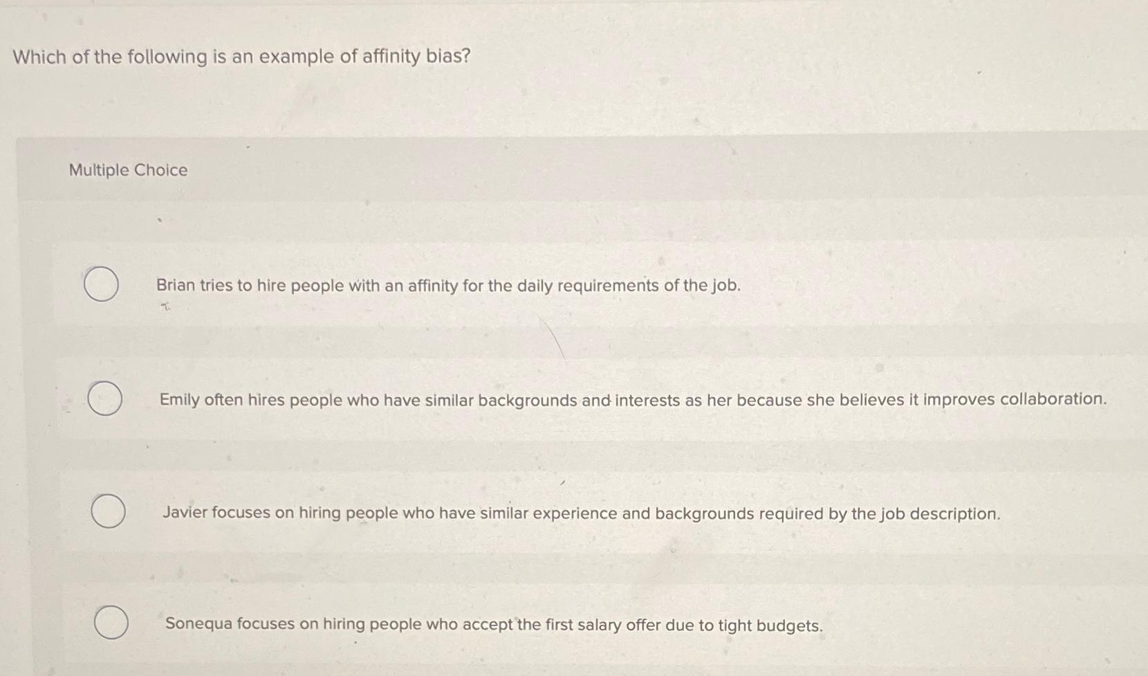 Solved Which of the following is an example of affinity | Chegg.com