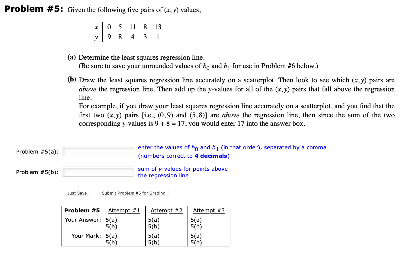 Solved Problem #5(a):Problem #5(b):enter the values of b0 | Chegg.com Solved Problem #5(a):Problem #5(b):enter the values of b0 | Chegg.com