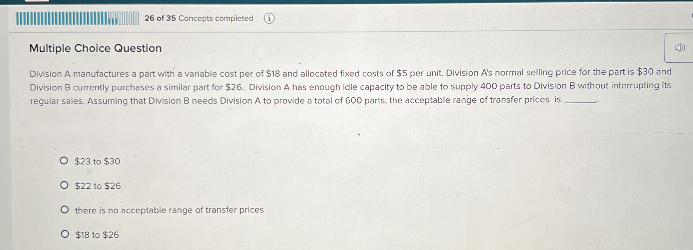 High Quality SOLUTION 26 ﻿of 35 ﻿Concepts completedMultiple Choice | Chegg.com