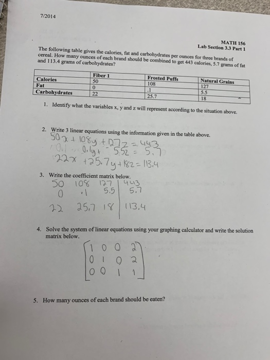 Solved 7/2014 MATH 156 Lab Section 3.3 Part 1 The following | Chegg.com