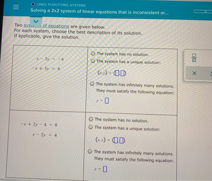 Solved = O LINES, FUNCTIONS, SYSTEMS Solving a 2x2 system of | Chegg.com