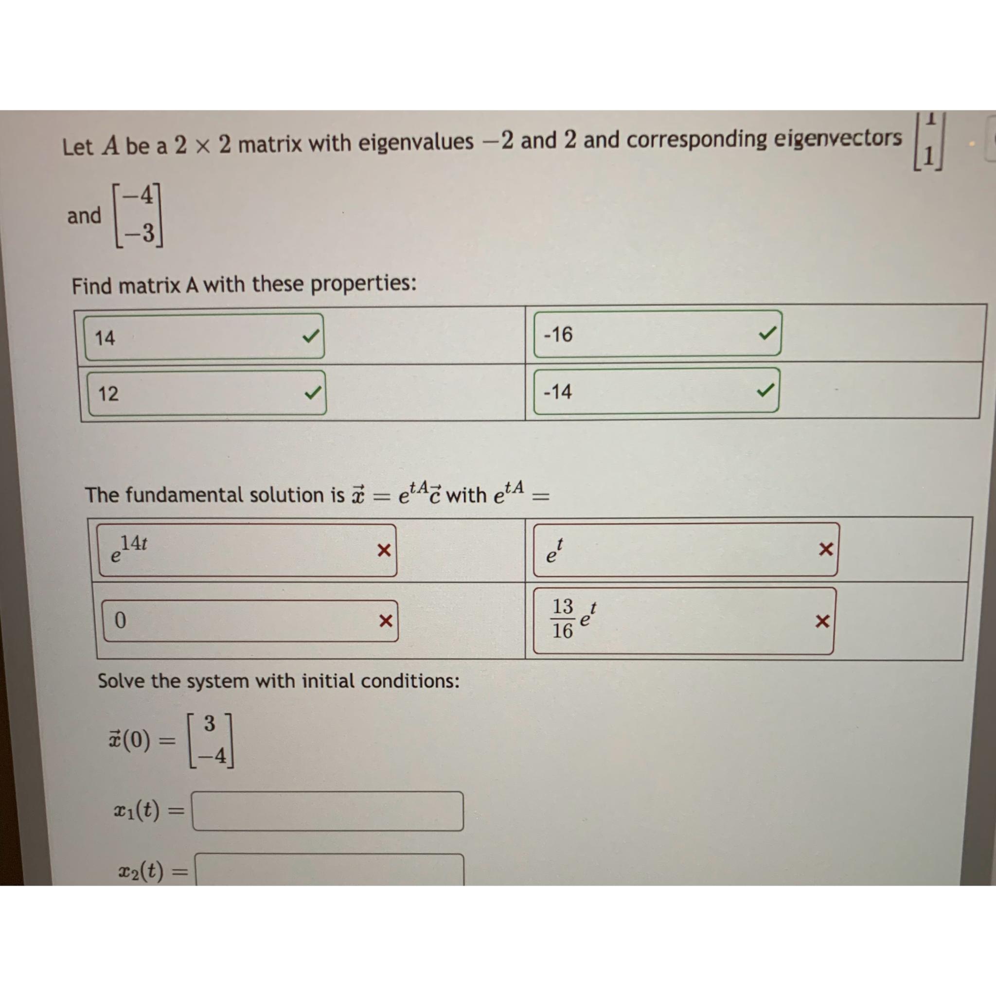 Solved Let A ﻿be a 2×2 ﻿matrix with eigenvalues -2 ﻿and 2 | Chegg.com