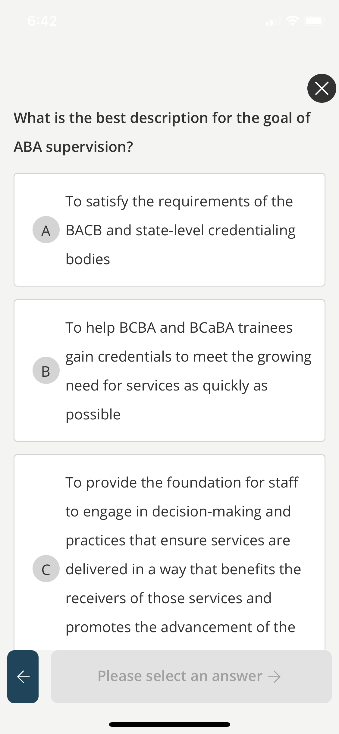 Solved What is the best description for the goal of ABA | Chegg.com