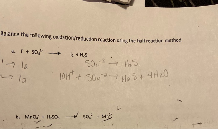 Solved Balance the following oxidation/reduction reaction | Chegg.com