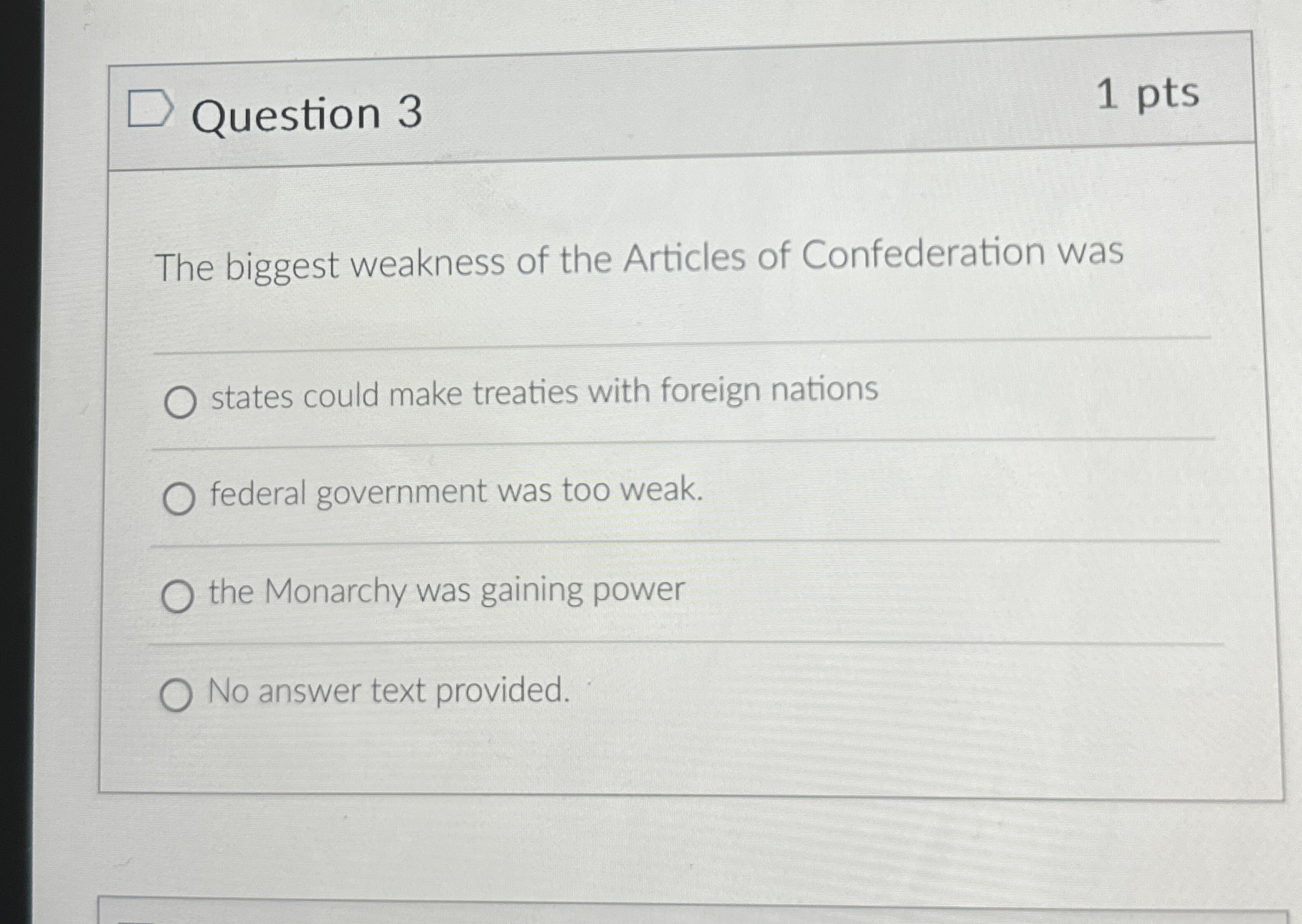 Solved Question 31 ﻿ptsThe biggest weakness of the Articles | Chegg.com