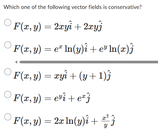 Solved Which one of the following vector fields is | Chegg.com