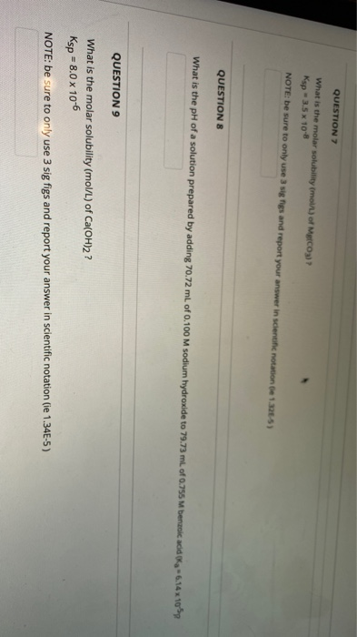 Solved QUESTION What is the molar solubility (mol) of | Chegg.com