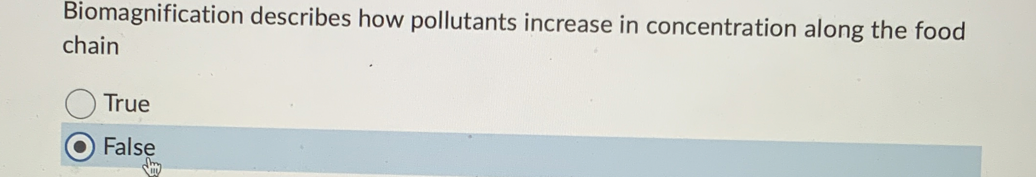 Solved Biomagnification describes how pollutants increase in | Chegg.com