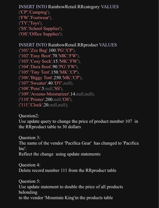 Solved Your submission must include the SQL file with | Chegg.com