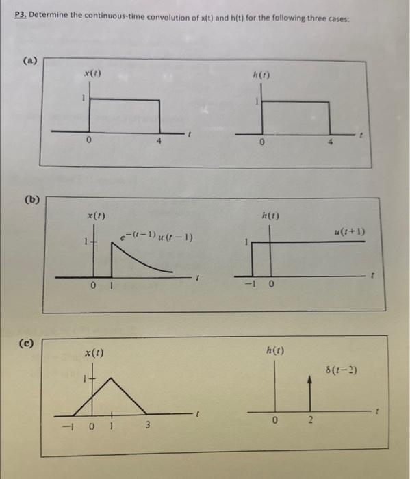Solved P3. Determine the continuous-time convolution of x(t) | Chegg.com
