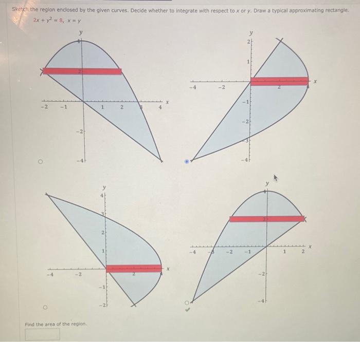 Solved Find the area of the shaded region.Sketch the region | Chegg.com