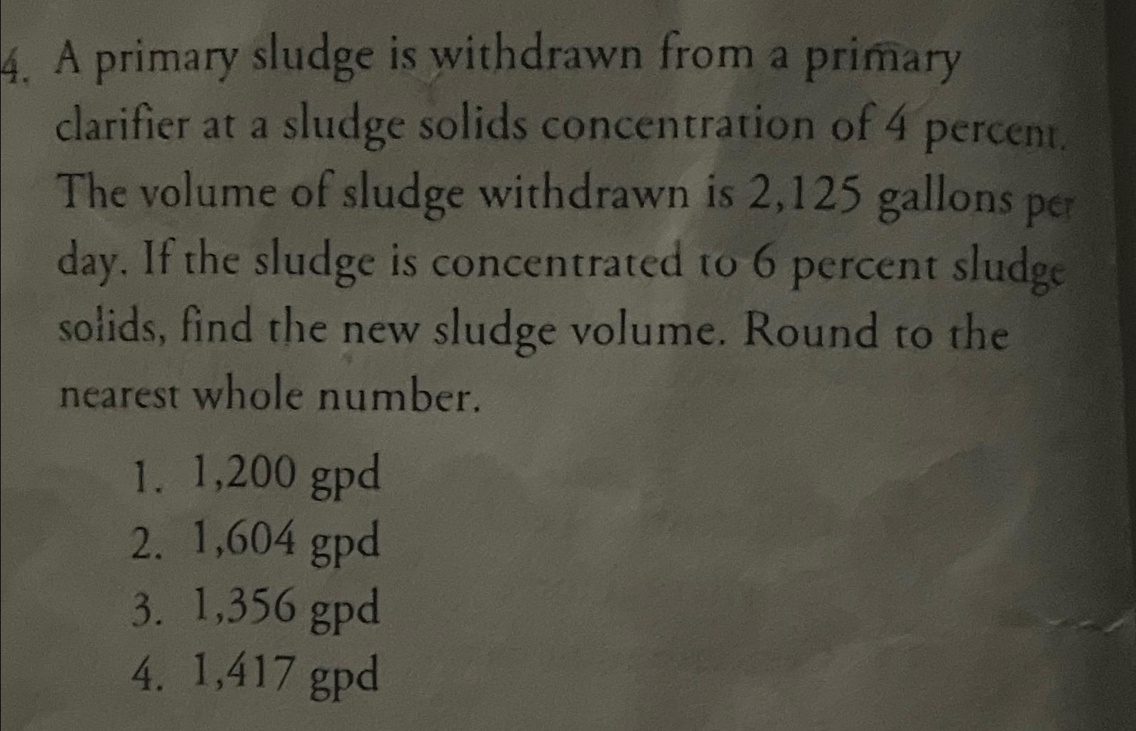 Solved A primary sludge is withdrawn from a primary | Chegg.com