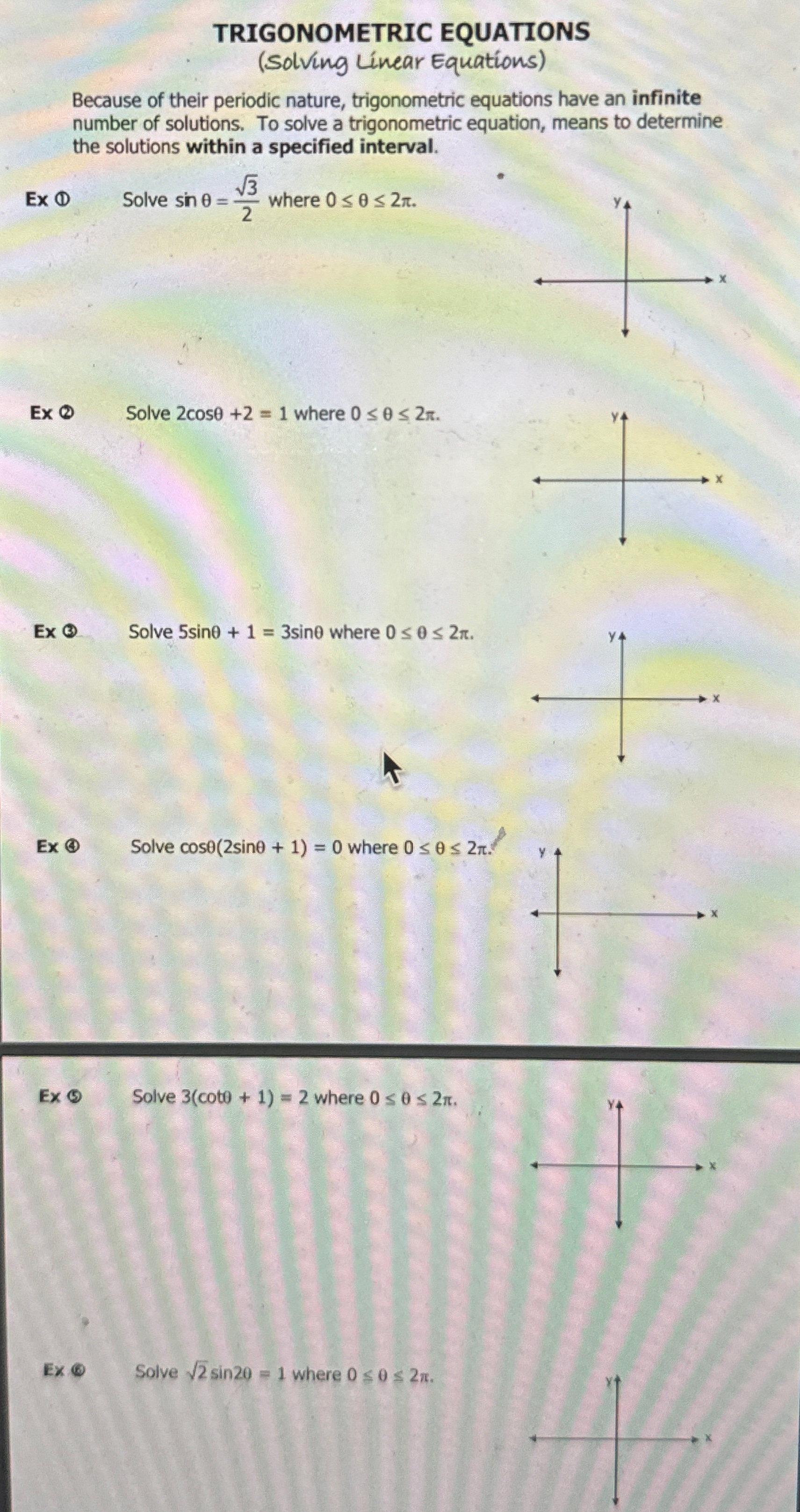 TRIGONOMETRIC EQUATIONS(Solving Línear | Chegg.com