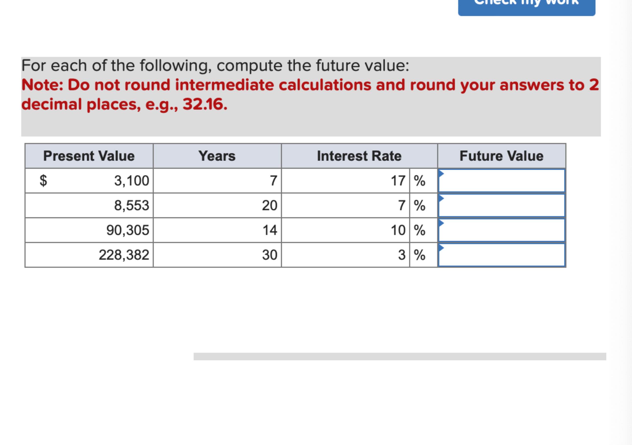 Solved For each of the following, compute the future | Chegg.com