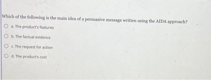 Solved Which of the following is the main idea of a | Chegg.com