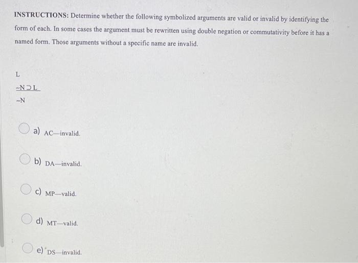 INSTRUCTIONS: Determine whether the following | Chegg.com