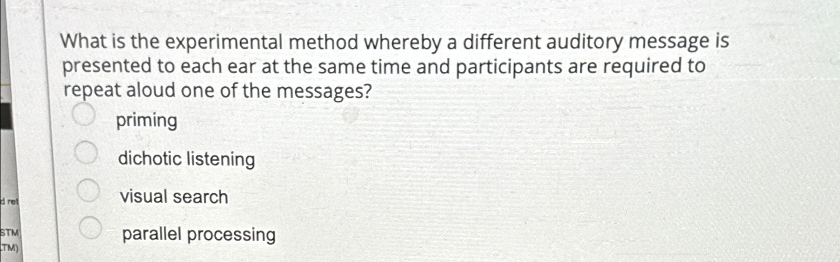 Solved What is the experimental method whereby a different | Chegg.com