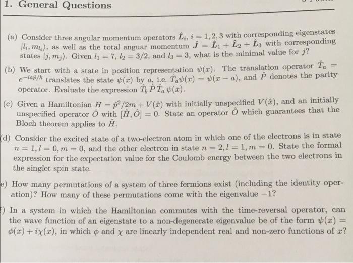 Solved 1. General Questions - a (a) Consider three angular | Chegg.com