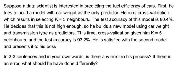 Solved Suppose a data scientist is interested in predicting | Chegg.com