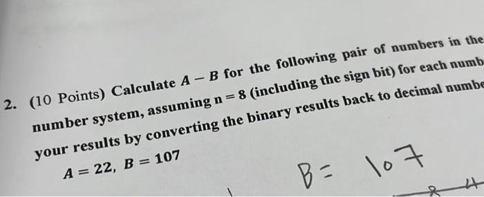 Solved 2. (10 Points) Calculate A−B for the following pair | Chegg.com