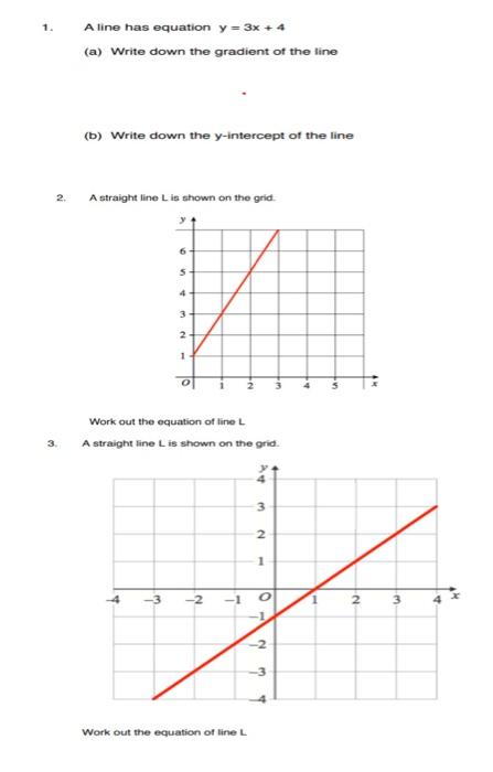 Solved Aline has equation y = 3x + 4 (a) Write down the | Chegg.com