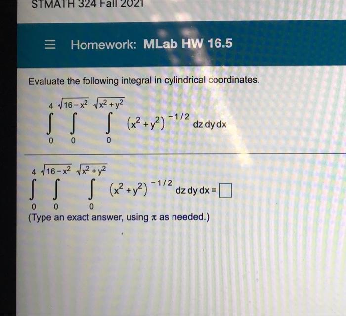 Solved STMATH 324 Fall 2021 = Homework: MLab HW 16.5 | Chegg.com