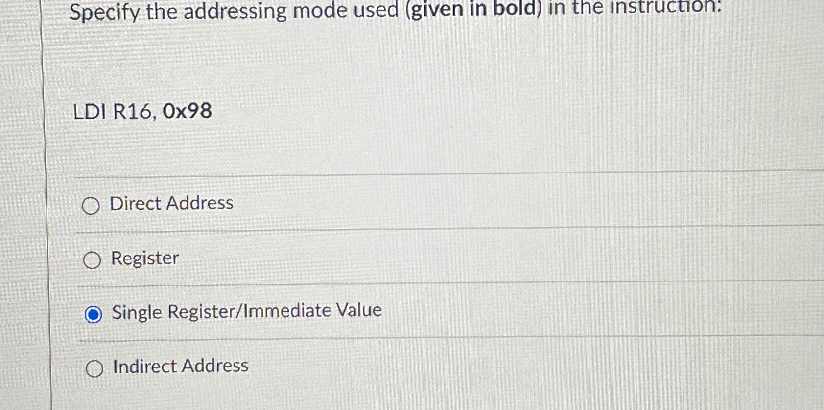 Solved Specify the addressing mode used (given in bold) ﻿in | Chegg.com