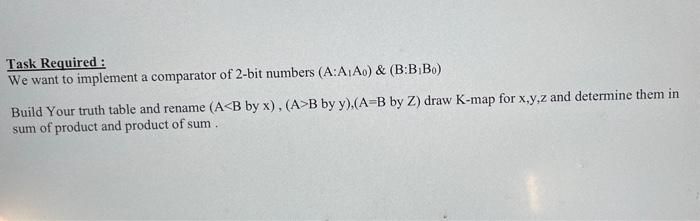 Solved Task Required: We want to implement a comparator of | Chegg.com