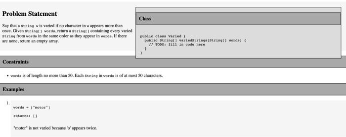 Solved Problem Statement Say that a steing v is varied if no | Chegg.com