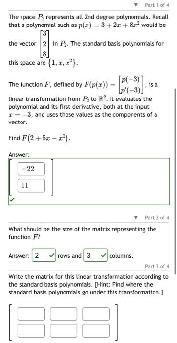 Solved The space P2 represents all 2 nd degree polynomials. | Chegg.com