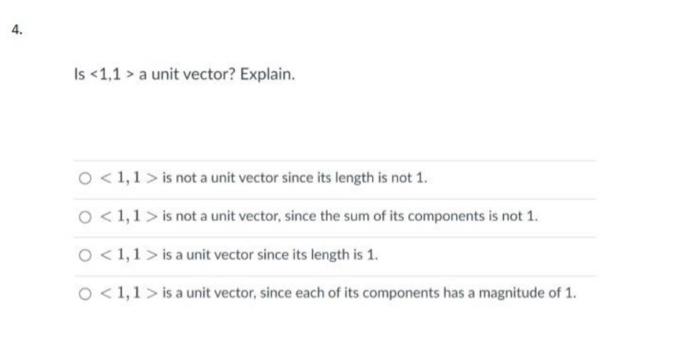 Solved Is a unit vector? Explain. is not a unit | Chegg.com