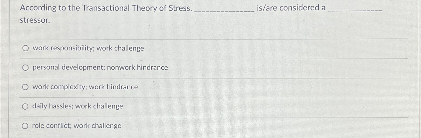 Solved According to the Transactional Theory of Stress, | Chegg.com