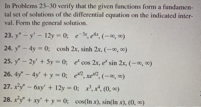 Solved In Problems 23–30 verify that the given functions | Chegg.com
