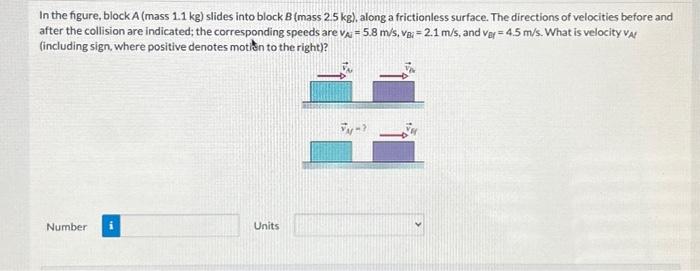 Solved In the figure, block A (mass 1.1 kg ) slides into | Chegg.com