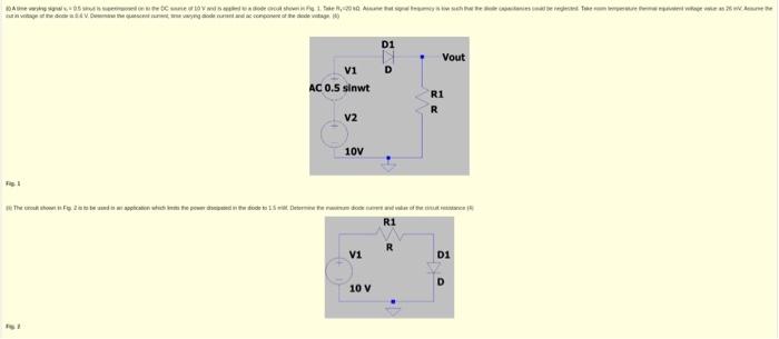 Solved a) a time varying signal vi=.5 sinwt is superimposed | Chegg.com
