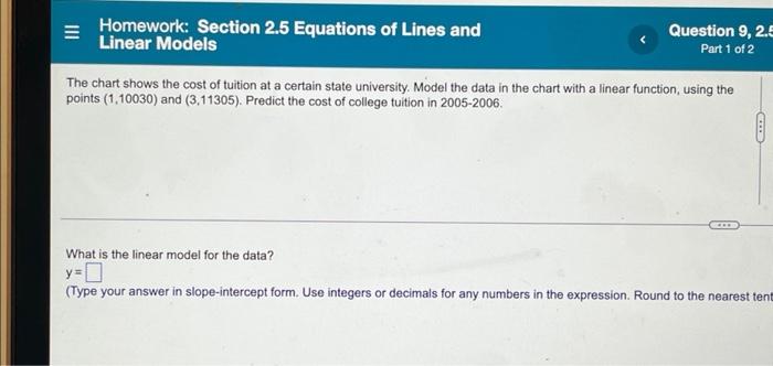 Solved Homework: Section 2.5 Equations of Lines and Linear | Chegg.com