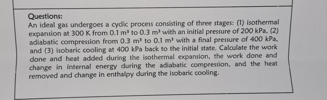 Solved Questions:An ideal gas undergoes a cyclic process | Chegg.com