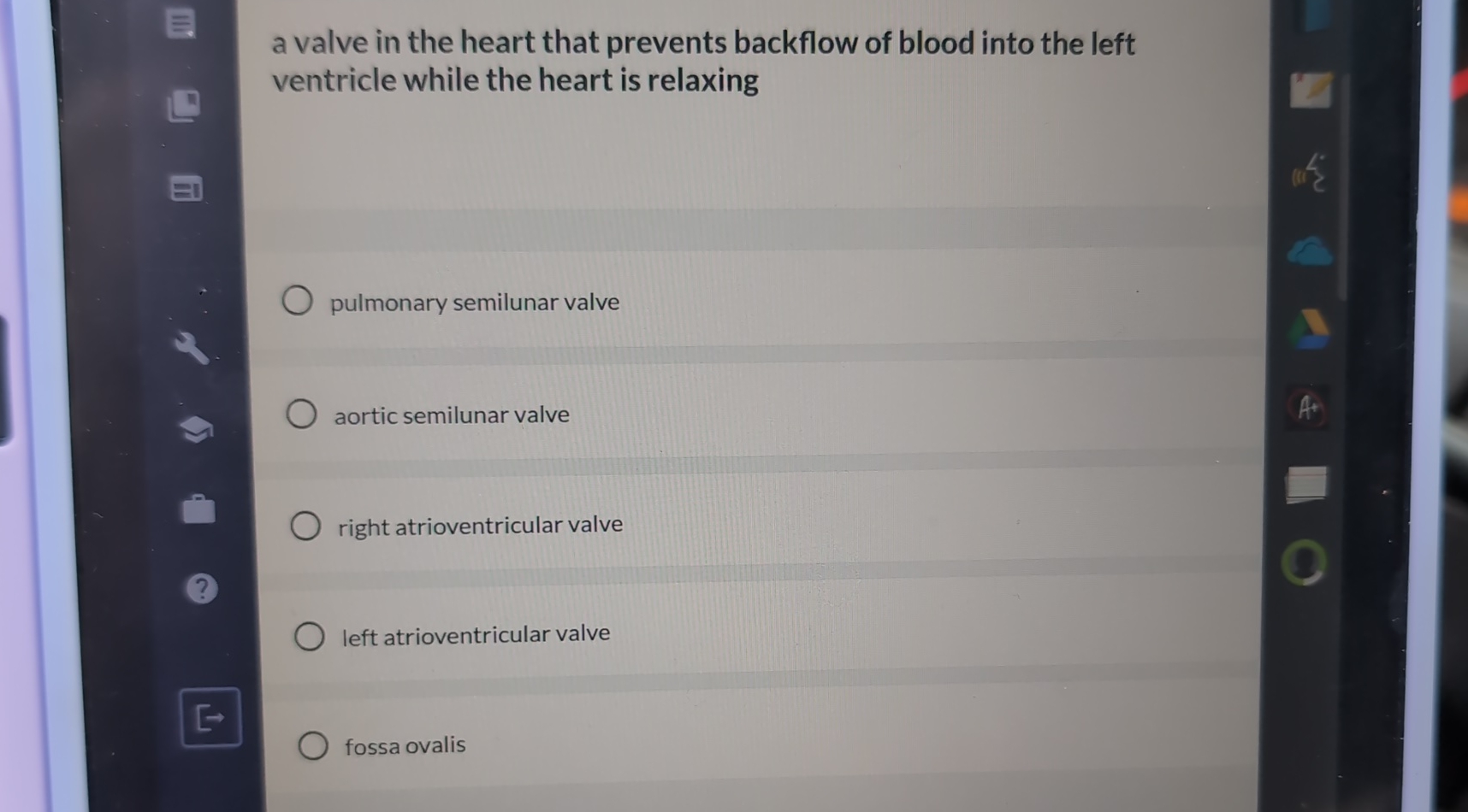 Solved a valve in the heart that prevents backflow of blood | Chegg.com
