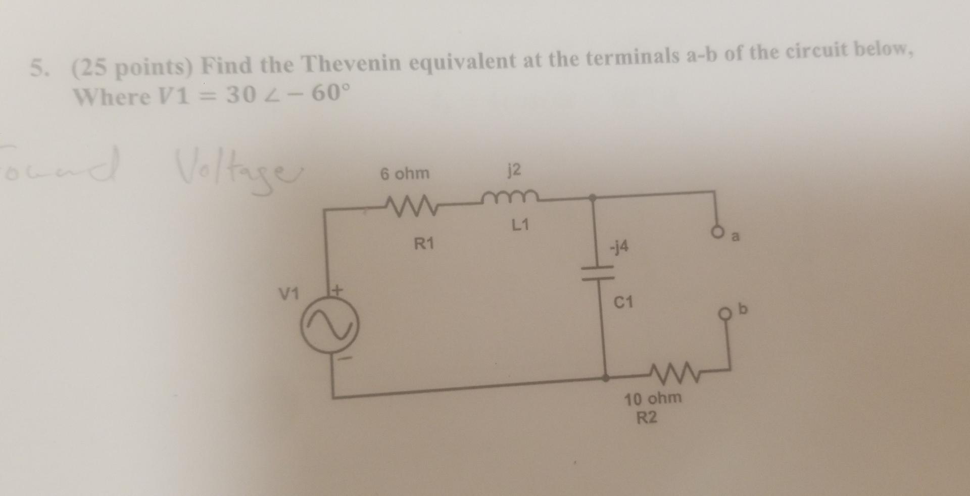 Solved 5. (25 points) Find the Thevenin equivalent at the | Chegg.com