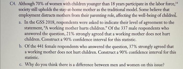 Solved CA. Although 70% of women with children younger than | Chegg.com