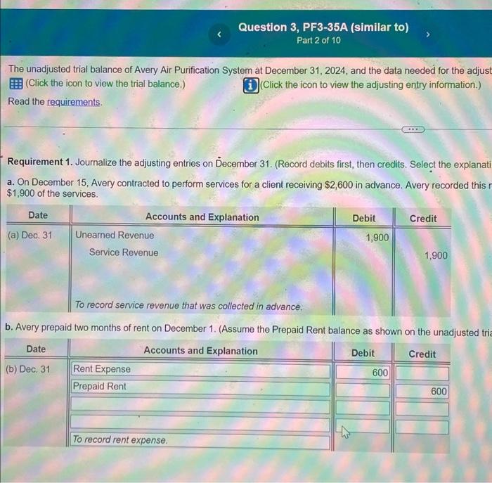Solved Data tablece of Avery Air Purification System at | Chegg.com