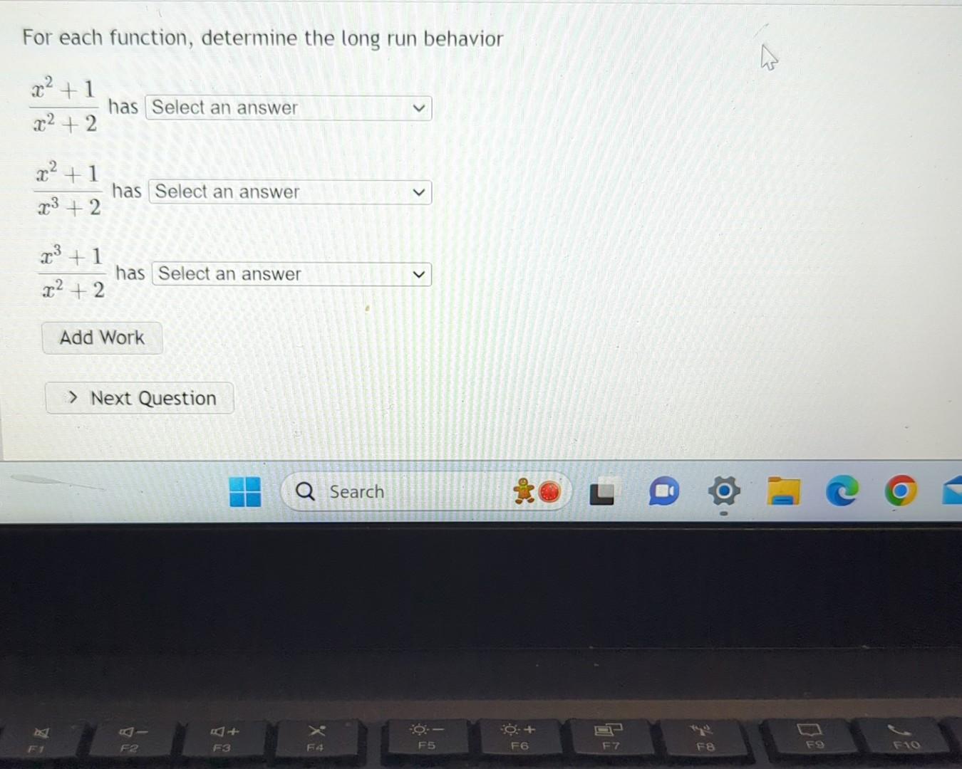 Solved For each function, determine the long run behavior | Chegg.com