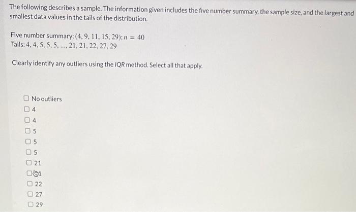 Solved The following describes a sample. The information | Chegg.com
