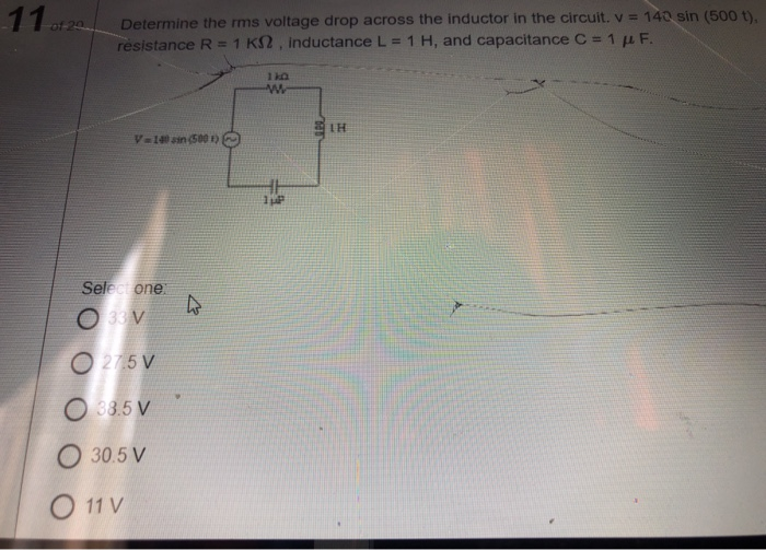 Solved 11 20 Determine The Rms Voltage Drop Across The